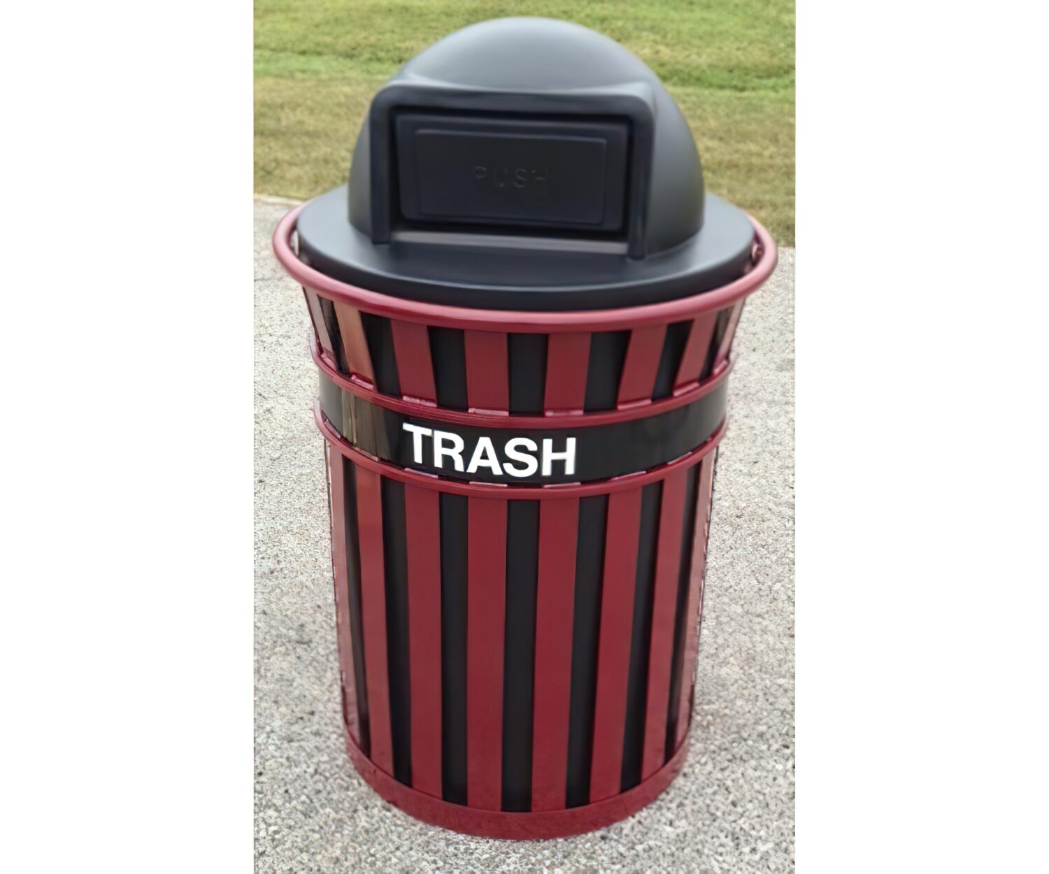 55 Gallon Colosseum Trash Receptacle with Plastic Lid - Park Decor