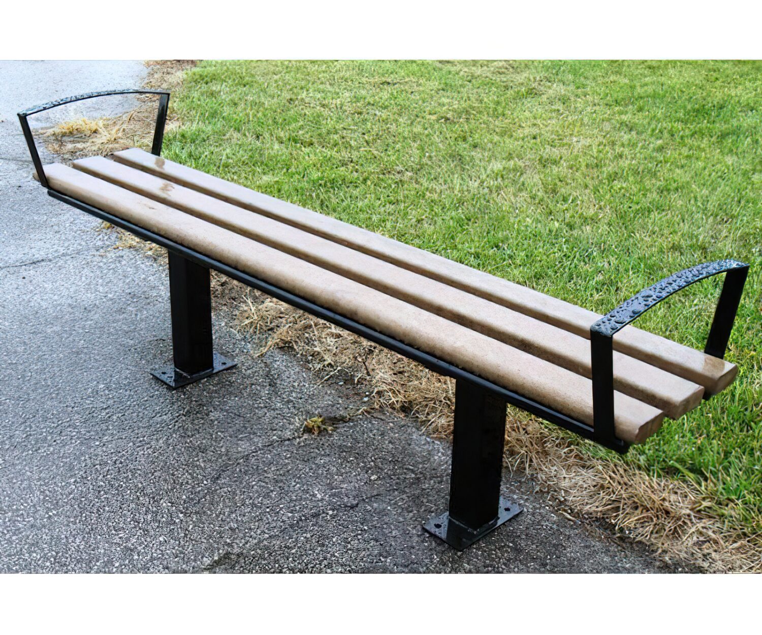 Greenbrook Backless Park Bench With Arm Rests - Park Decor